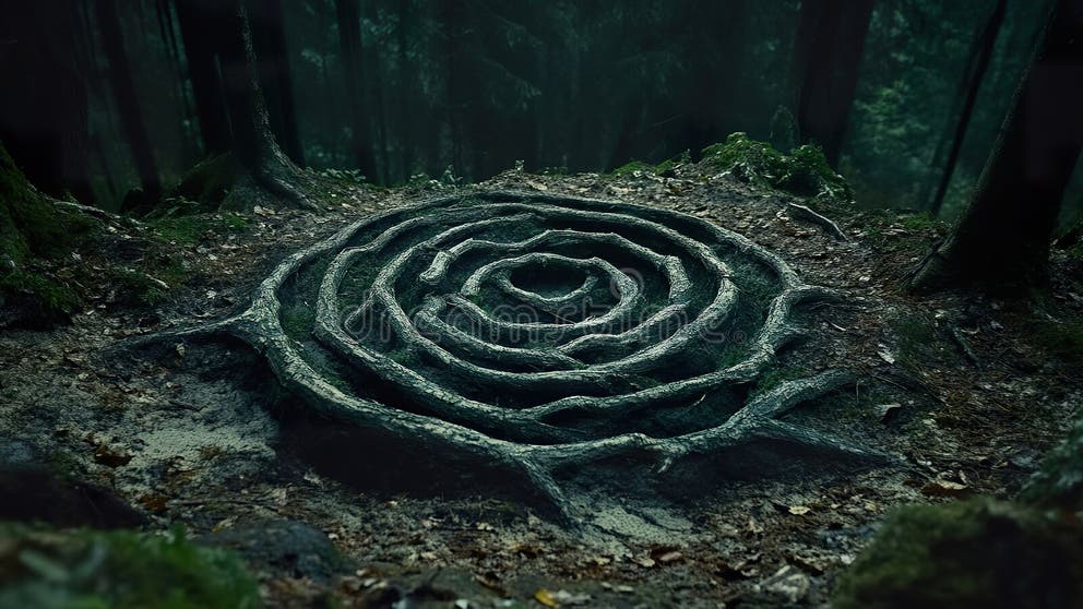 Intricate Spiral Pattern Created by Tree Roots in a Dense Forest ...
