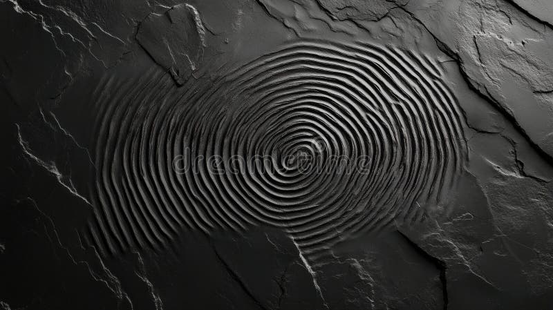 Intricate Spiral Pattern on Dark Textured Surface Evoking Fingerprint ...