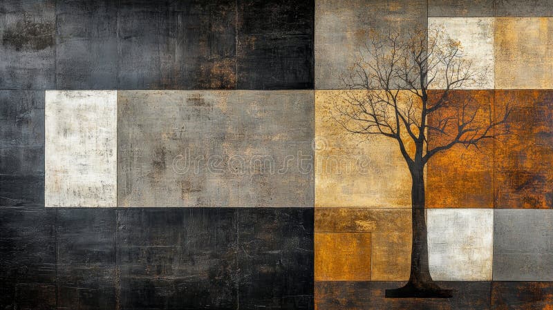 Intricate Square Tree Design on a Warm Brown Backdrop, Captivating ...