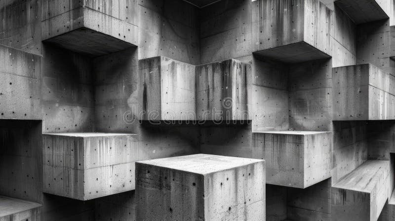 Intricate Staggered Concrete Block Pattern with Textured Surface Stock ...