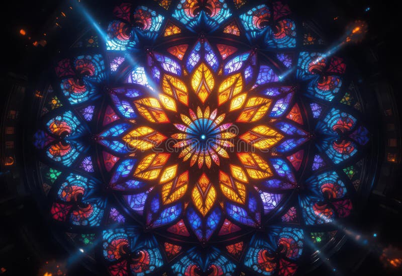 Intricate Stained Glass Patterns Explode with Color, Forming a Vibrant ...