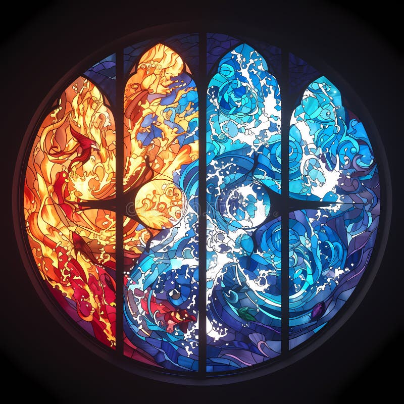 Ethereal Stained Glass Elemental Art Stock Illustration - Illustration ...