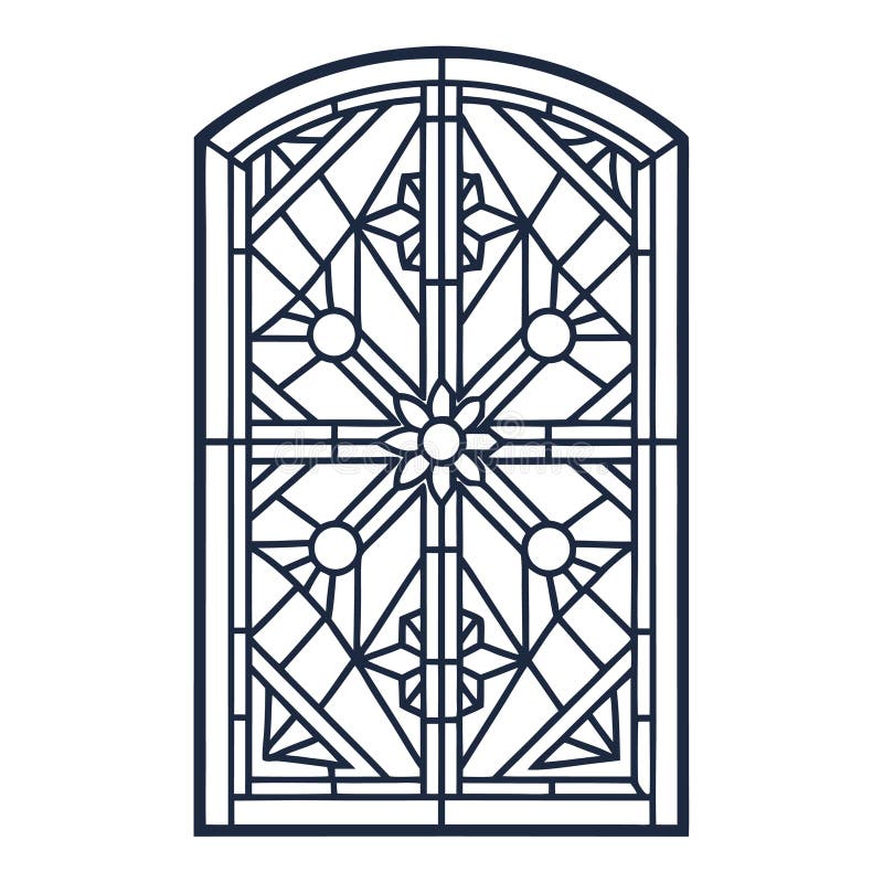 Intricate Stained Glass Window Design with Geometric Floral Patterns ...