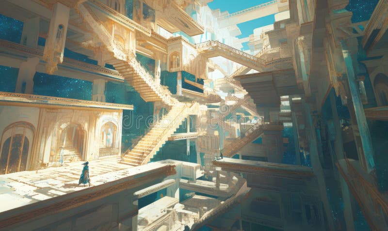 Surreal Architectural Maze with Endless Stairs Stock Image - Image of ...