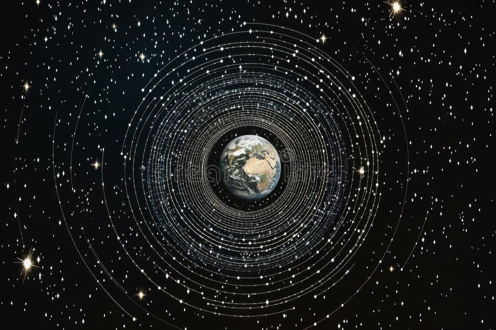 Intricate Star Map Featuring Earth, Constellations, and Nebulae for Sci ...