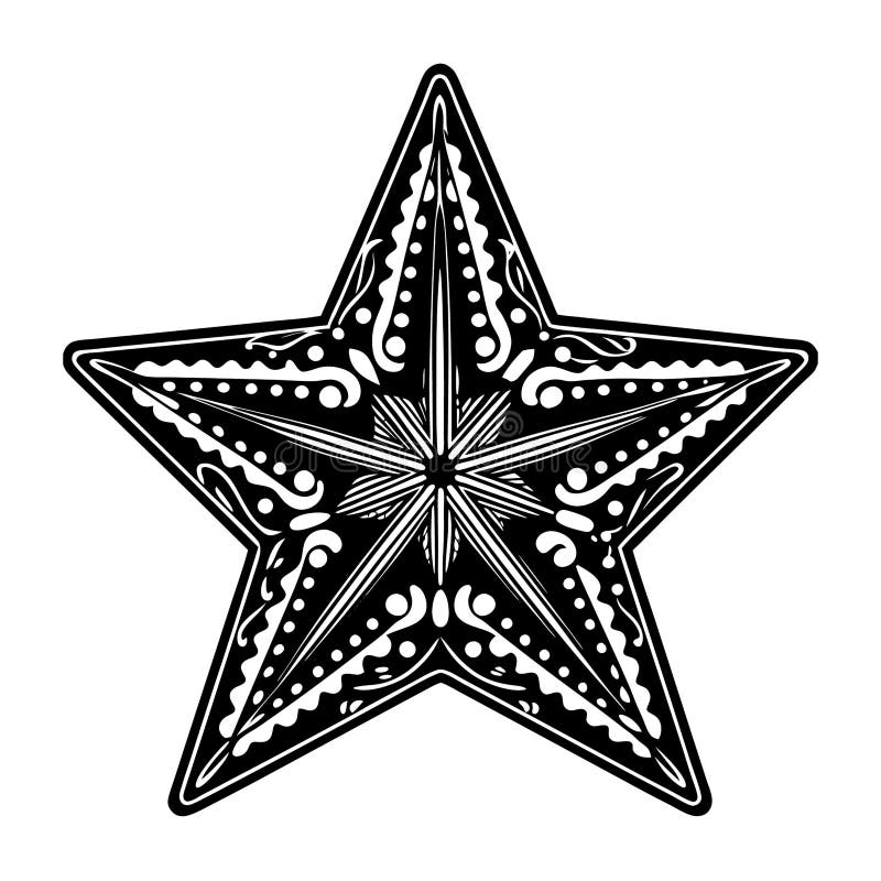 Intricate Star Ornament Illustration Black White Stock Photos - Free ...