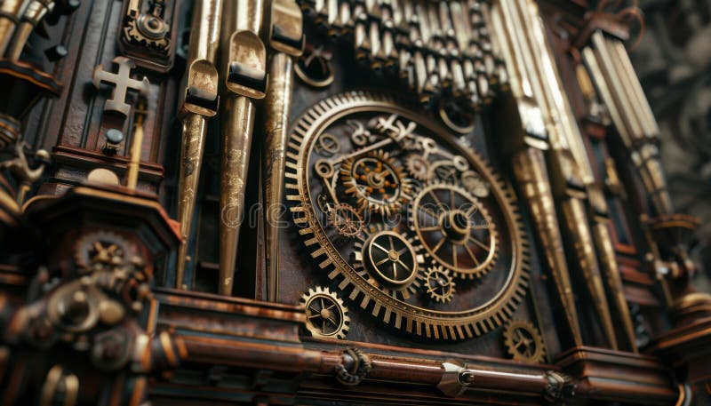 Intricate Steampunk Clockwork Design with Gears and Brass Elements in ...