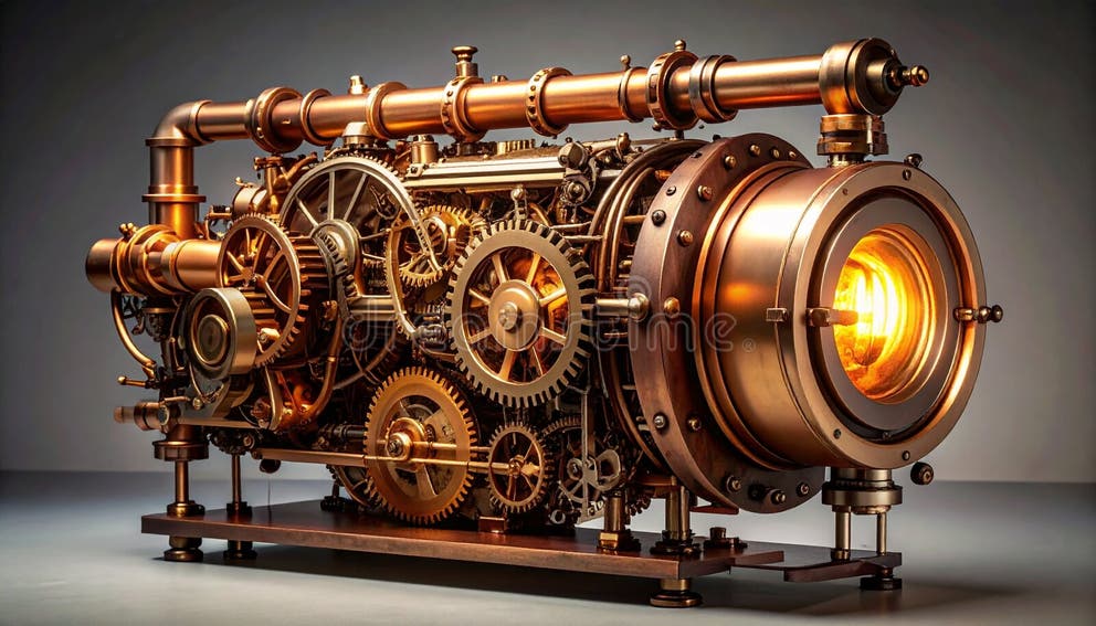 Intricate Steampunk Engine with Glowing Core Stock Illustration ...