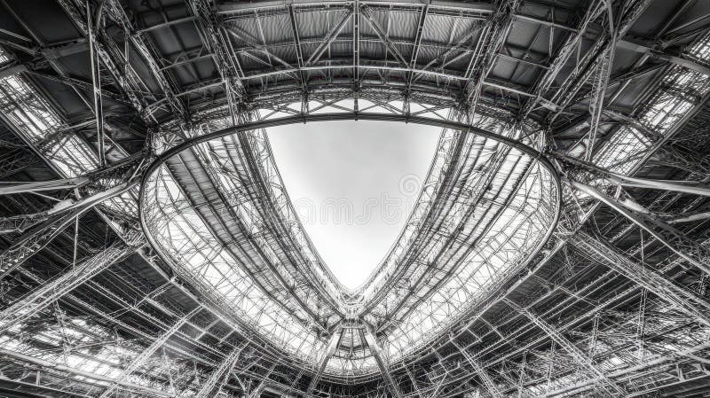 Intricate Steel Truss System of a Large Stadium Roof Structure Stock ...