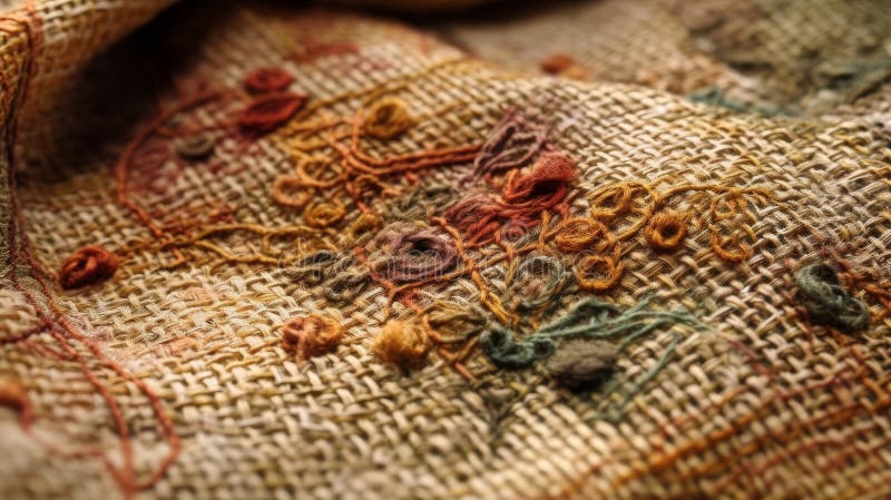 Intricate Stitches in Fabric from Colored Threads. AI Generated Stock ...