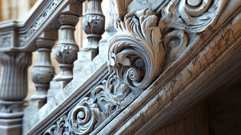 An Intricate Stone Balustrade on a Grand Staircase.. Stock Photo ...
