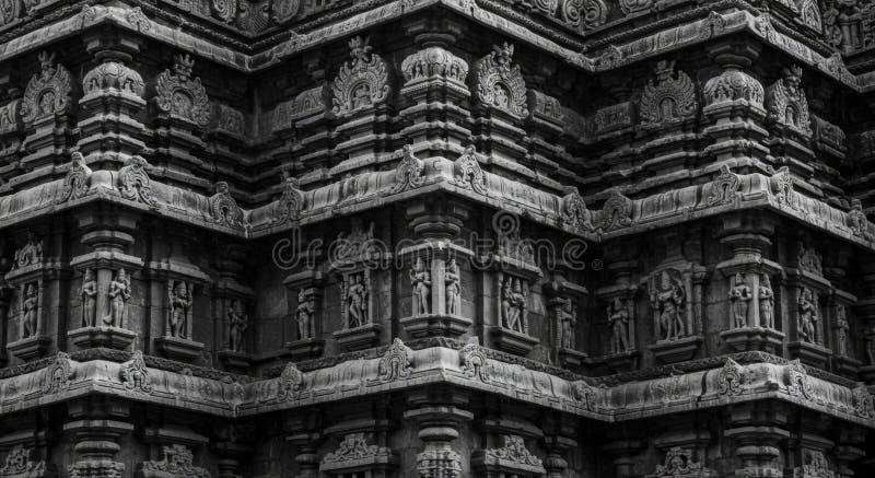Intricate Stone Carving on Ancient Temple Facade Stock Illustration ...