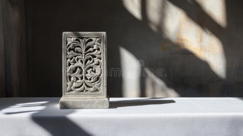 Intricate Stone Carving with Light and Shadow Stock Illustration ...