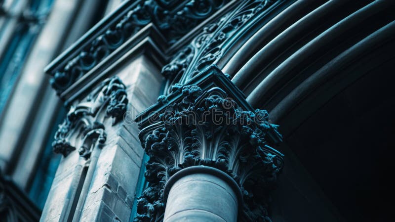 Intricate Stone Column Detail of Gothic Building Stock Illustration ...