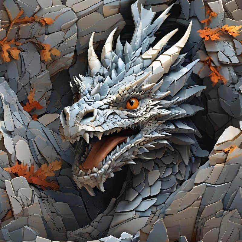 Intricate Stone Dragon Seamless Pattern Stock Illustration ...