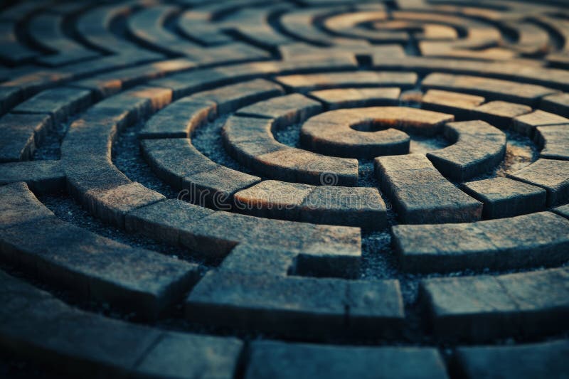 Intricate Stone Labyrinth with Concentric Circular Patterns in ...