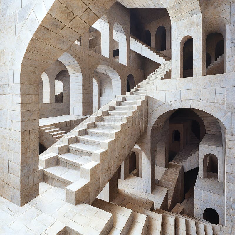 Intricate Stone Staircase Architecture Endless Ascending Pathways ...