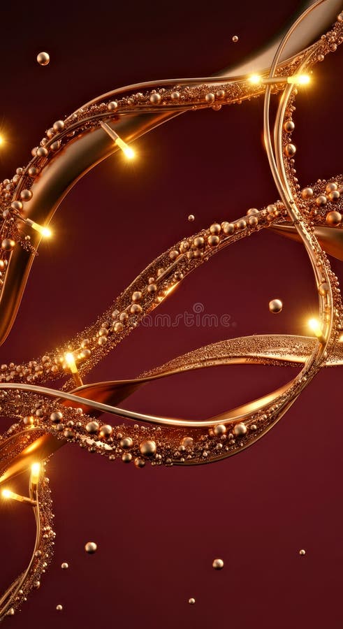 Intricate Strands of Golden Threads Intertwined with Glowing Lights ...