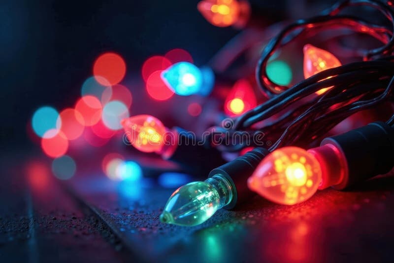 Intricate Strings of Vibrant Christmas Lights Close-up Christmas Lights ...