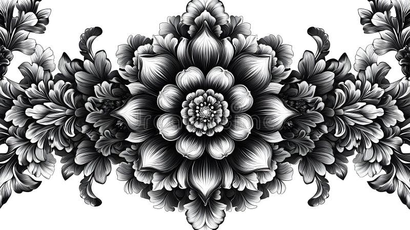 Intricate, Stylized Floral Design in a Decorative Border Stock ...