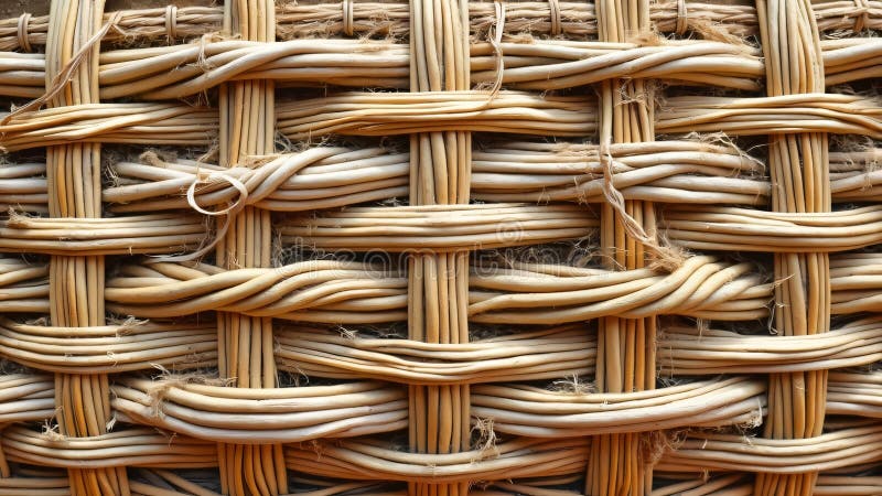 Intricate Sun-Bleached Raffia Basket Texture High Quality Image Stock ...