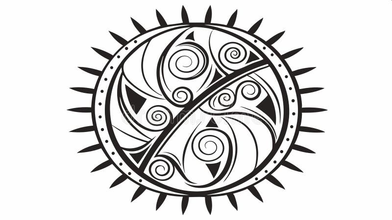 Intricate Sun Emblem with Central Oval Patterns Graphic Vector Design ...