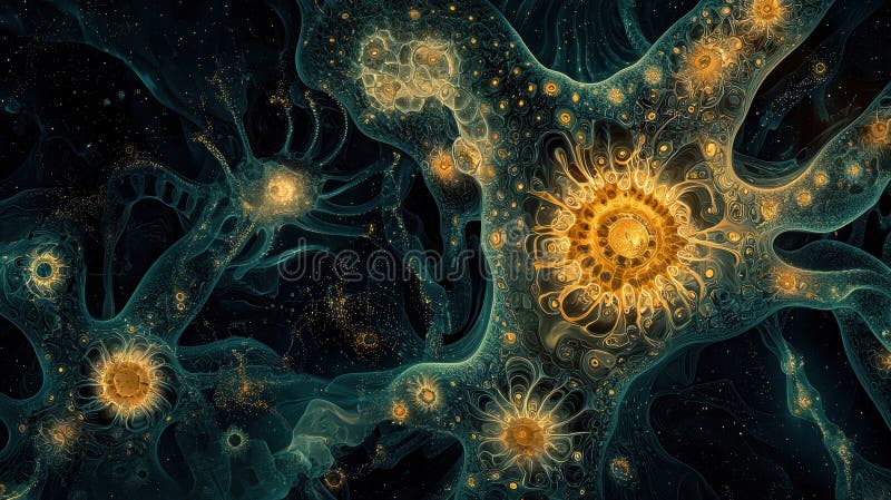 Intricate Surreal Artwork of Bacteria and Microorganisms Stock ...