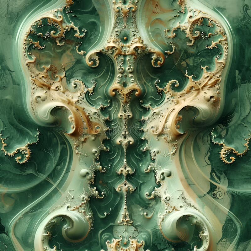 Intricate Swirling Patterns in Teal and Tan Abstract Artwork Creation ...