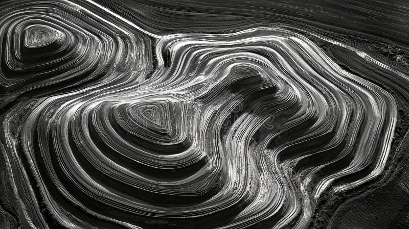 Intricate, Swirling Plow Patterns in Black and White Fields with ...