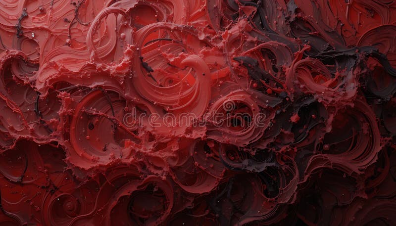 Abstract Swirling Paint Texture in Shades of Deep Red and Black Stock ...