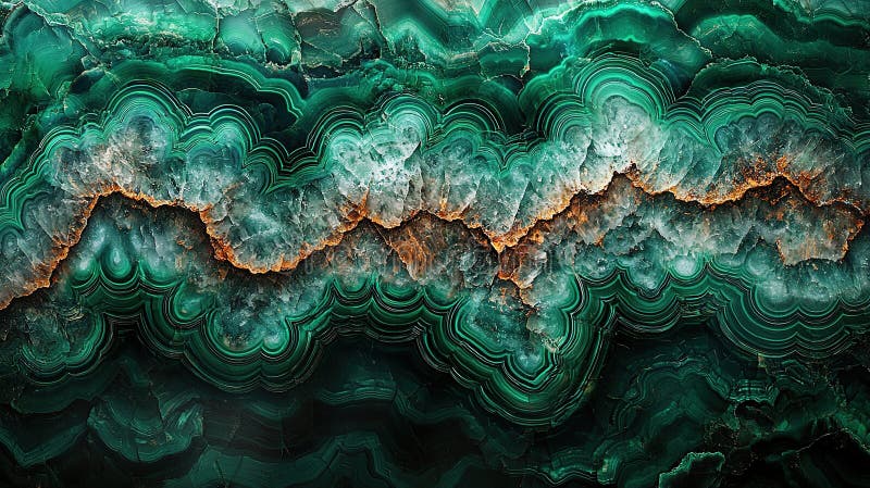 Close-up of Vibrant Green Malachite Stone Featuring Swirling Patterns ...