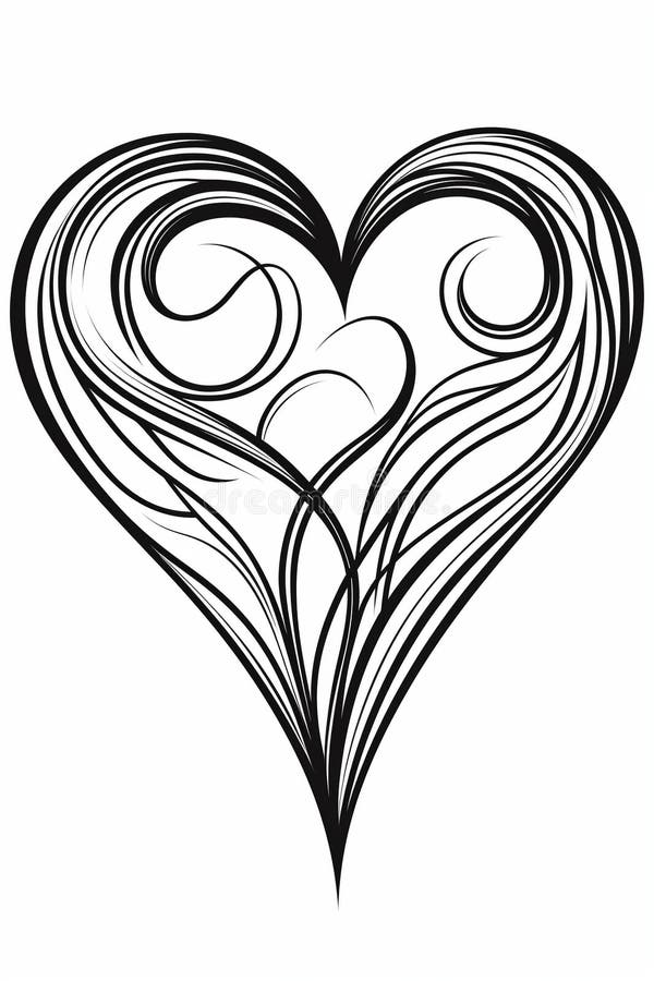 Intricate Symmetrical Heart: Abstract Lines on White Stock Illustration ...