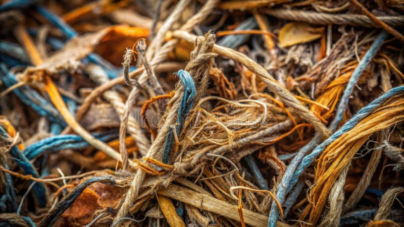 Intricate Tangled Fibers a Close-up Study of Textured, Interwoven Threads in Earthy Tones ...