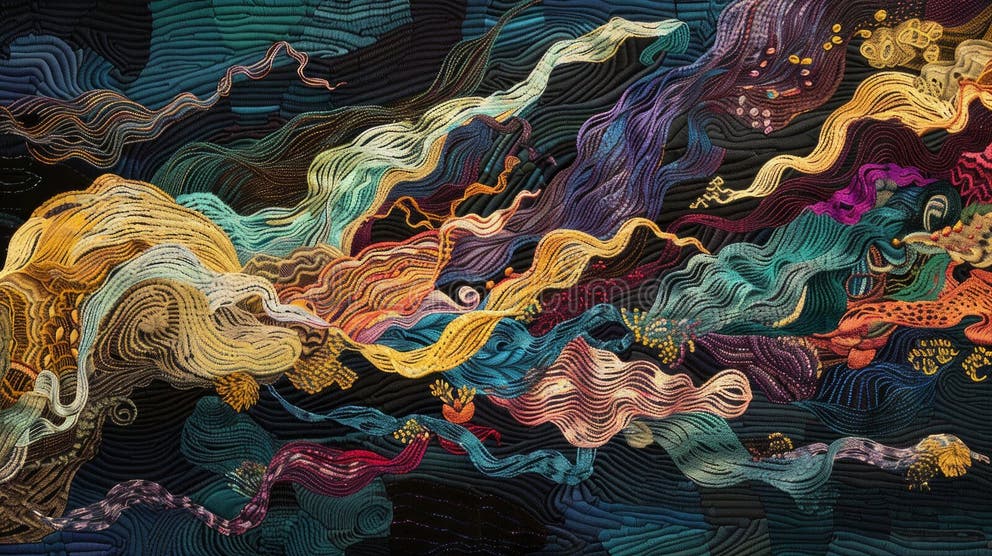 Abstract Textile Art with Diverse Textures and Threads Stock Photo ...