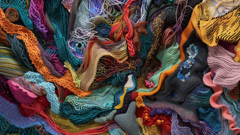 Abstract Textile Art with Diverse Textures and Threads Stock Photo ...