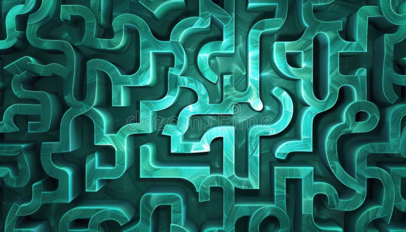 Intricate Teal Maze Design Featuring Elaborate Pathways and Sharp ...