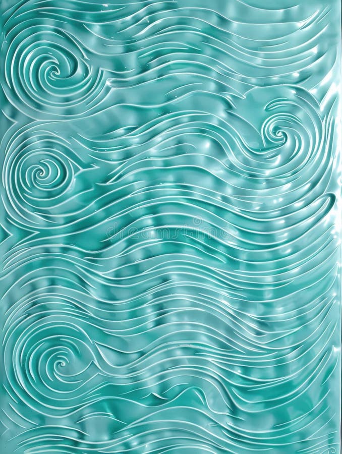 Intricate Teal Waves and Spirals Creating a Mesmerizing Textured Effect ...