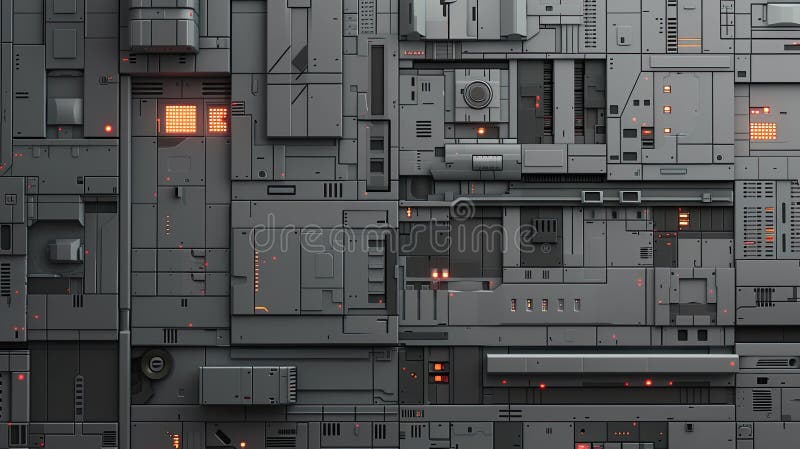 Intricate Tech Panel Showcasing Advanced Machinery. Stock Illustration ...