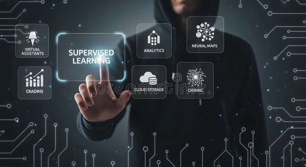 Intricate Technology Interface Displaying Virtual Assistants ...