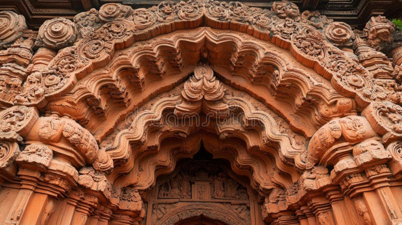 Intricate Terracotta Archway Ancient Temple Detail Stock Illustration ...