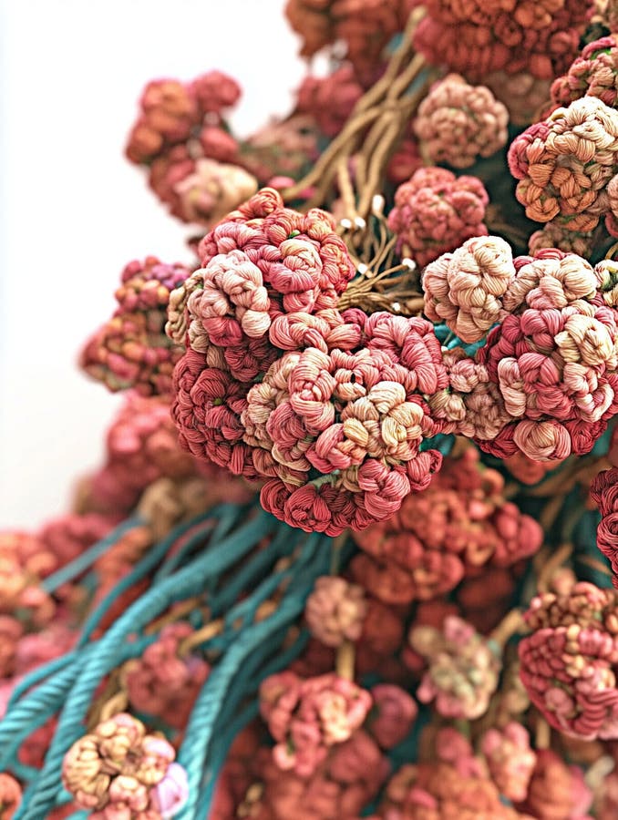 Intricate Textile Artwork Featuring Colorful Wool with Organic Patterns ...