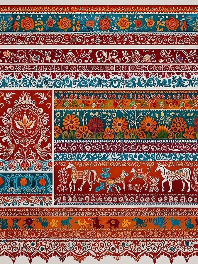 Traditional Thai Style Fabric Pattern Stock Illustration - Illustration ...