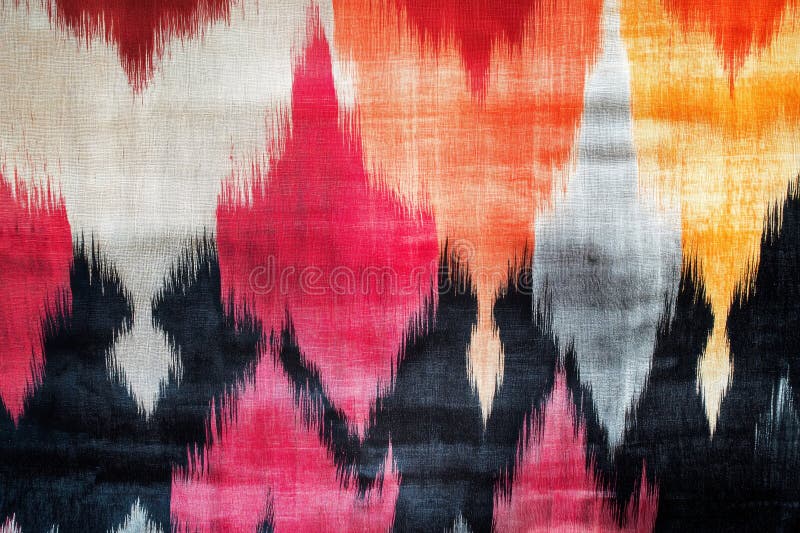 Intricate Textile Design Featuring Vibrant Patterns of Ikat Fabric from ...