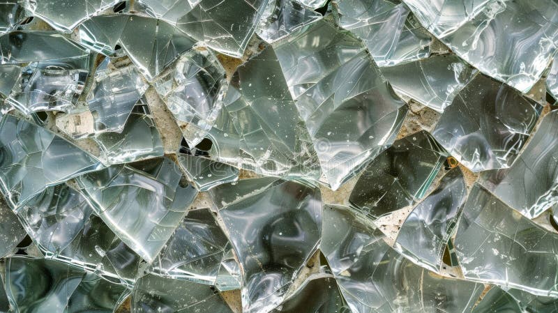The Intricate Texture of Broken Glass Pieces Fused Together Creating a ...