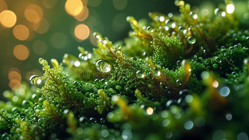 Intricate Texture of Emerald Moss with Tiny Translucent Details Stock ...
