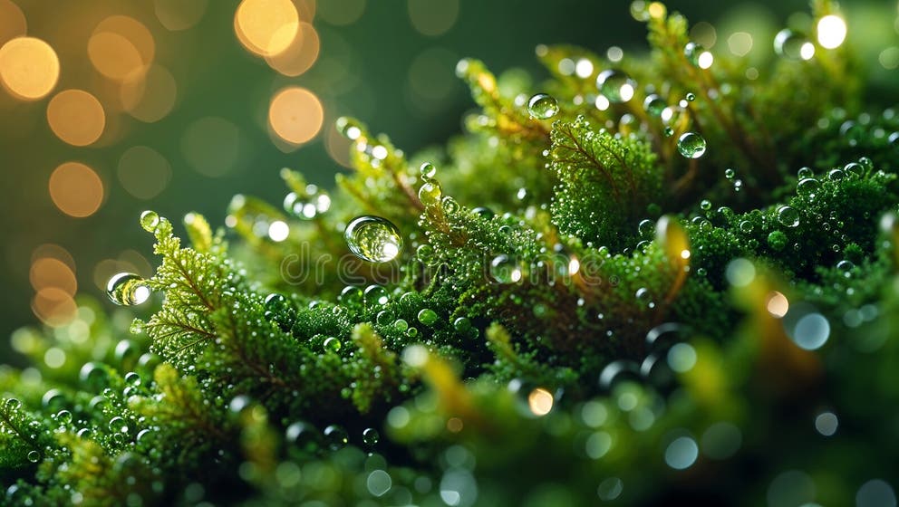 Intricate Texture of Emerald Moss with Tiny Translucent Details Stock ...