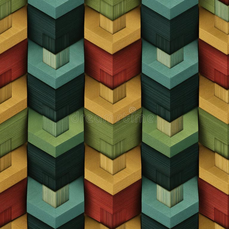Geometric Stacked Cubes: a Retro-Modern Textile Pattern Stock Photo ...