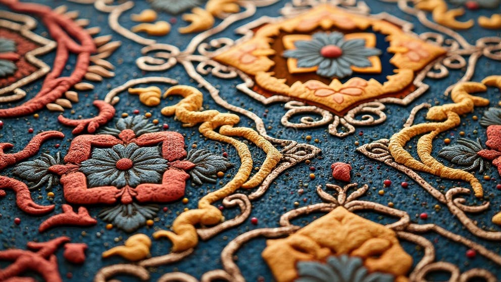 Intricate Textured Floral Patterns in Vibrant Colors on Embossed ...