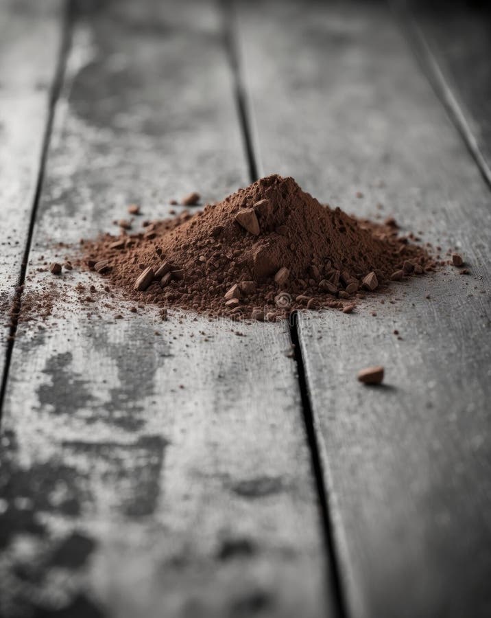 Intricate Textures of Cocoa Powder on a Wooden Surface Create an Earthy ...