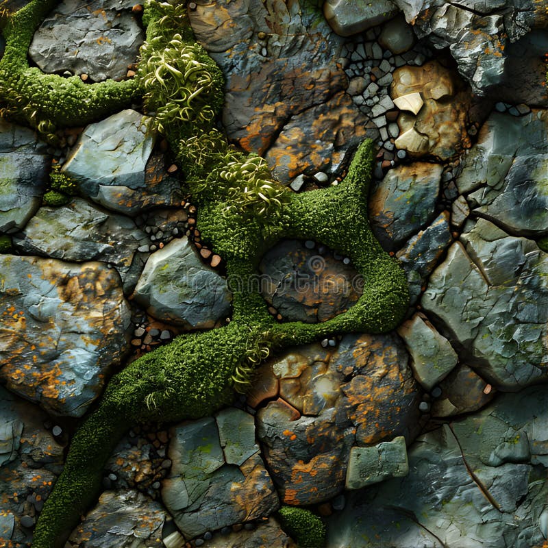 The Intricate Textures of a Moss-covered Stone. AI Generated Stock ...
